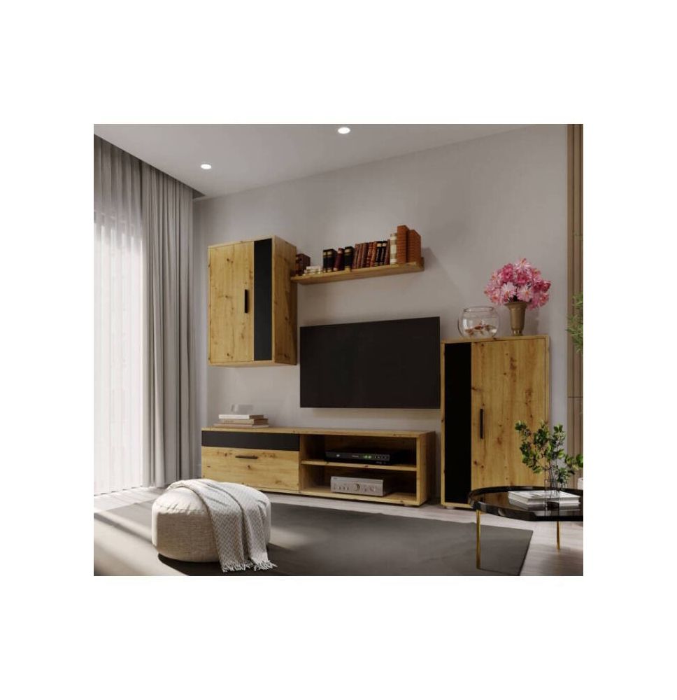 Mueble de Salón Modular Completo| Mueble para Televisión | Color Roble ...